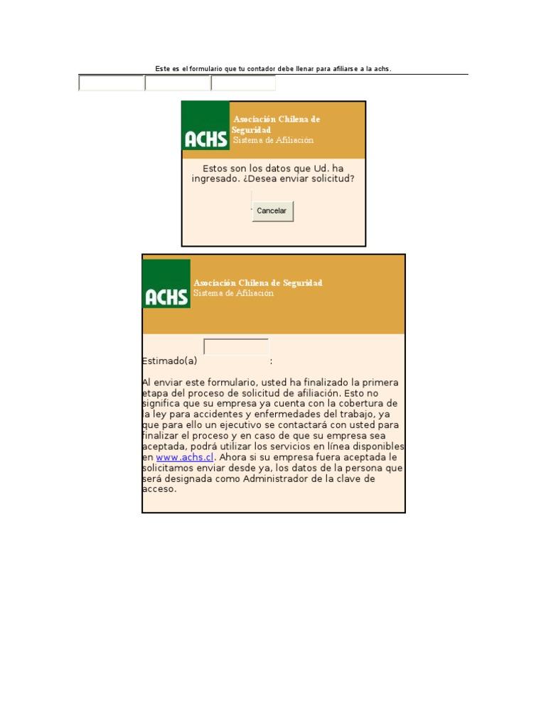 Formulario de Afiliacion ACHS. | PDF | Informática | Seguridad