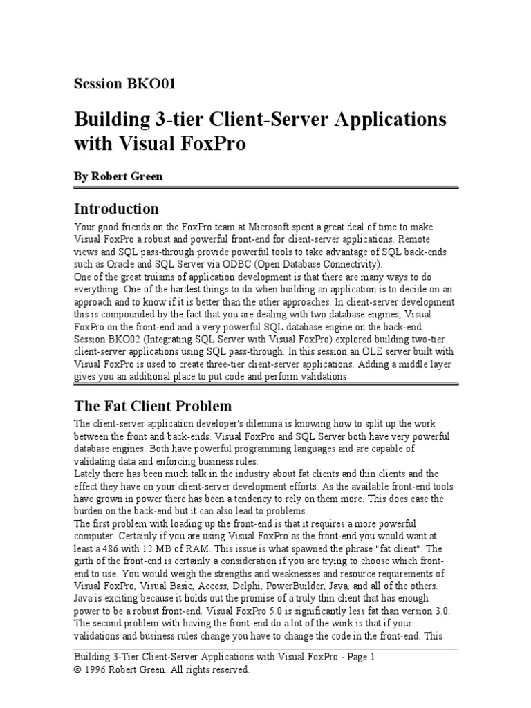 Building Client-Server Applications With Visual FoxPro | PDF | Windows Registry | Microsoft Sql ...