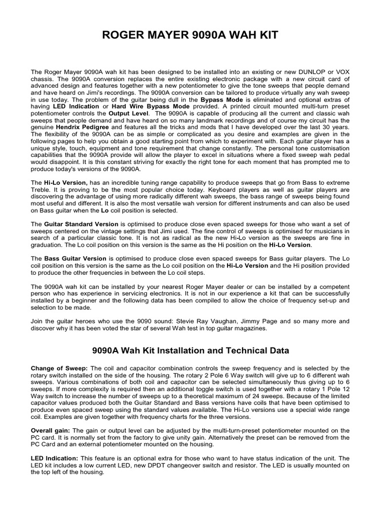 Wah Kit for Guitar Enthusiasts | PDF | Computers | Technology & Engineering