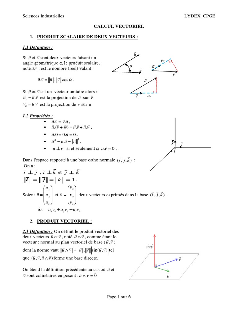 Calcul Vectoriel : Produits et Torseurs | PDF | Base (algèbre linéaire ...