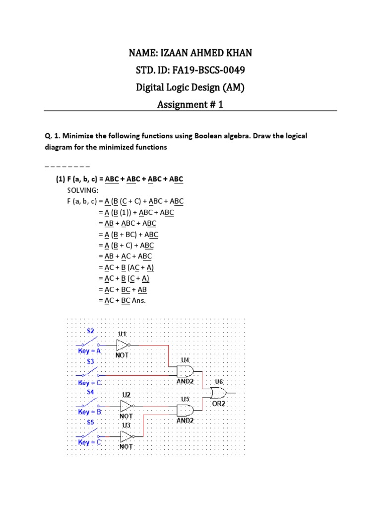 Digital Logic Design Assignment | PDF | Computer Science | Mathematical Logic