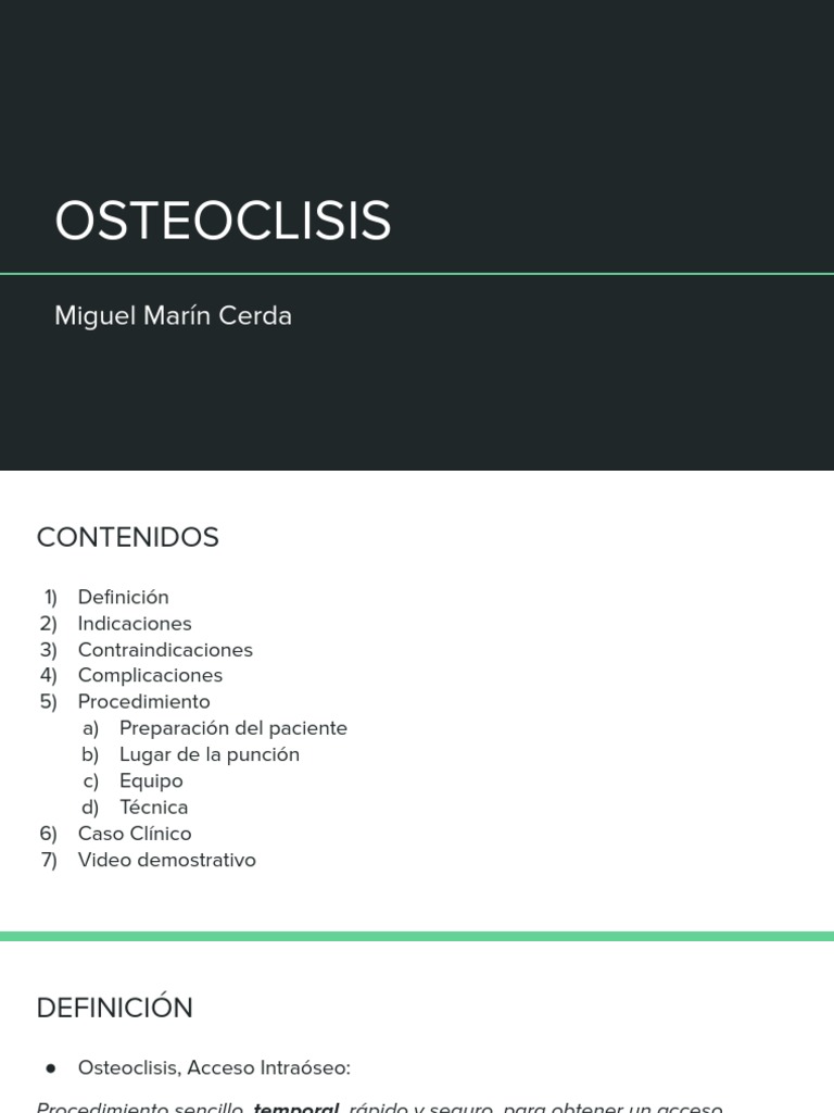 OSTEOCLISIS | PDF | Inyección (medicina) | Hueso
