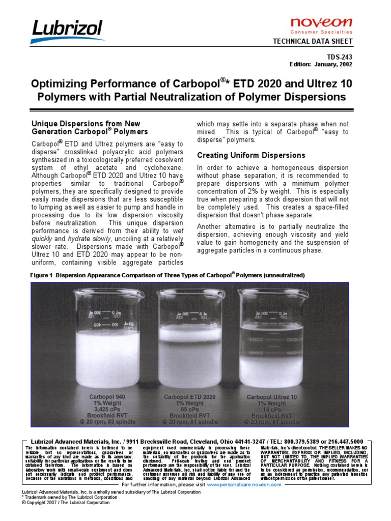 TDS-243 Optimizing Performance Carbopol ETD 2020 Ultrez 10 Partial ...