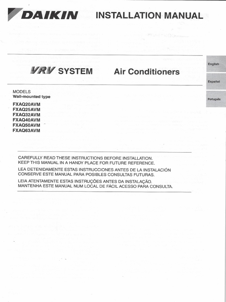 Fxaq-Avm - Manual de Instalación | PDF
