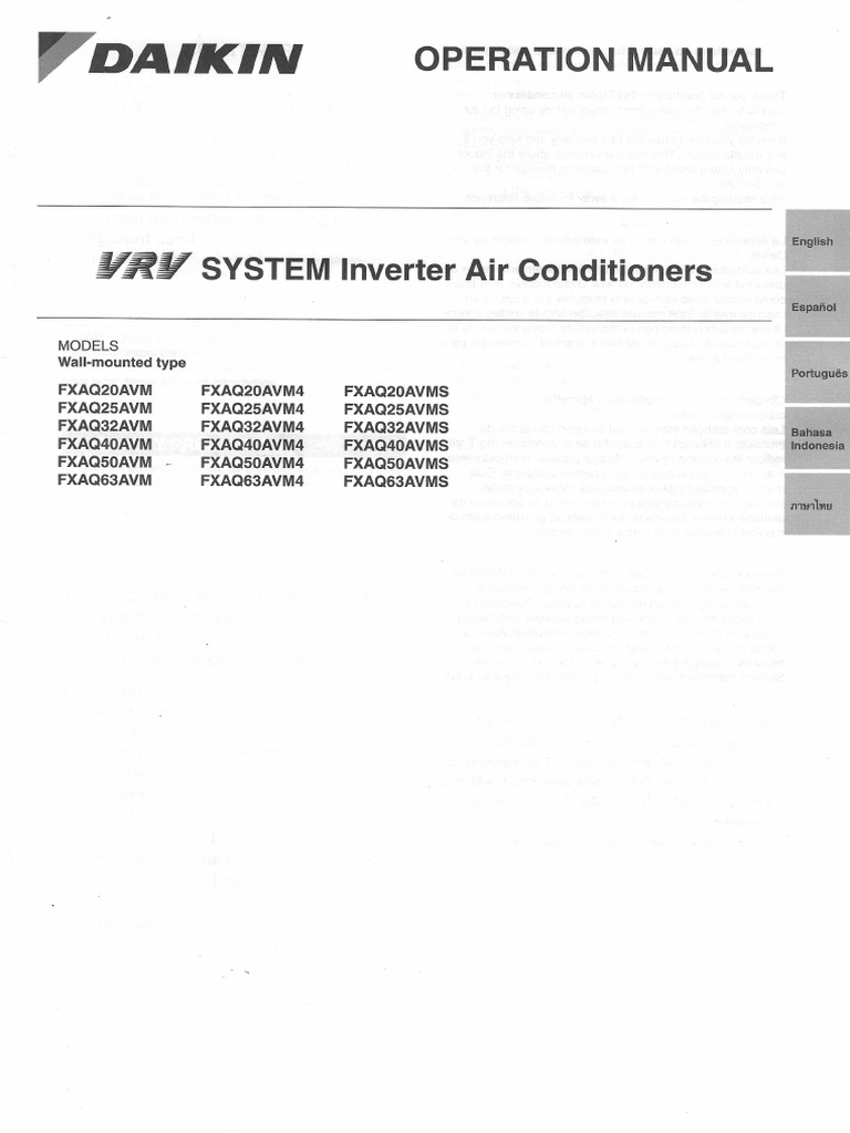 Fxaq-Avm - Manual de Operación | PDF