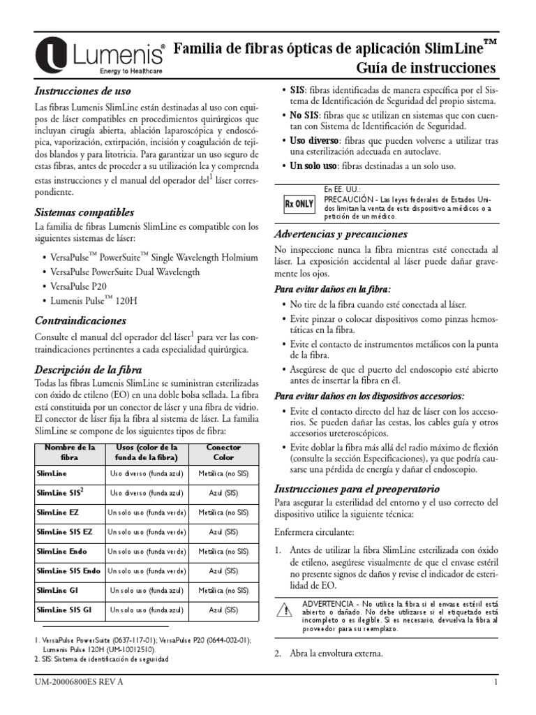 UM-20006800ES REV A Unified SlimLine Fibers DFU - Spanish | PDF ...