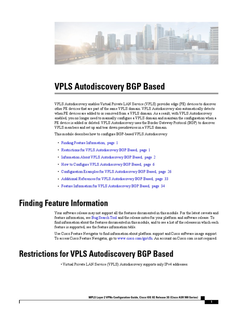 VPLS Autodiscovery BGP Based-Cisco | PDF | Virtual Private Network | Networking Standards