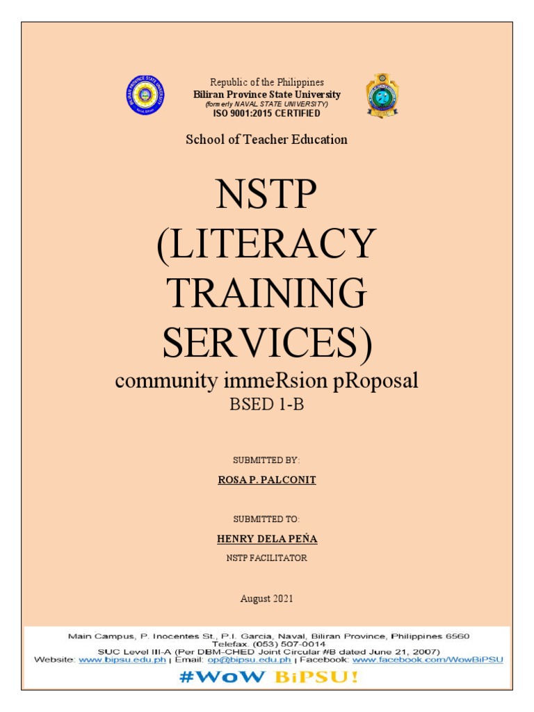 NSTP (Literacy Training Services) : Community Immersion Proposal | PDF ...