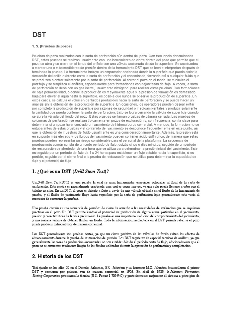 Pruebas DST en Perforación de Pozos | PDF | Presión | Petróleo