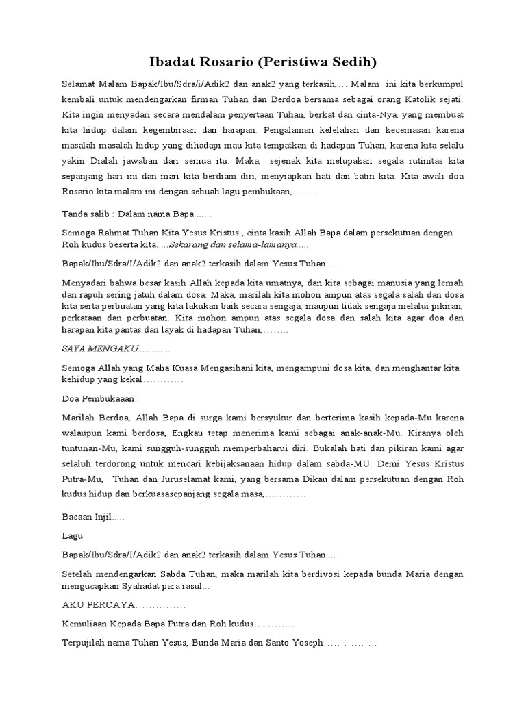 Doa Rosario Peristiwa Sedih Katolik | PDF