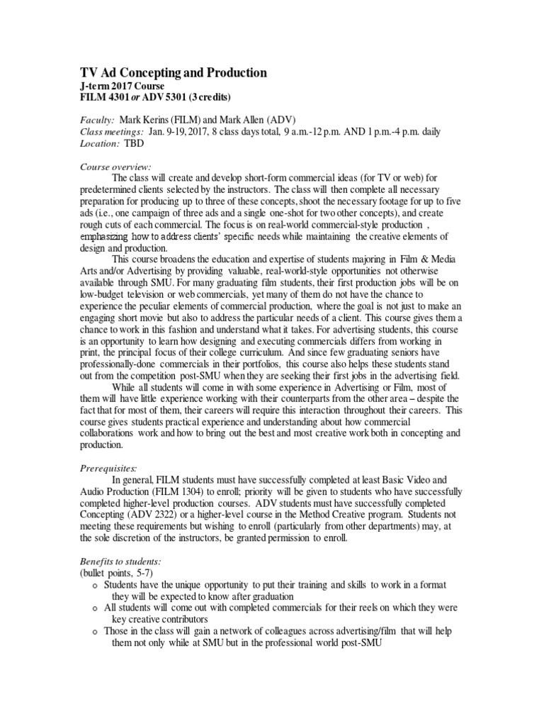 TV Ad Concepting and Production | PDF | Filmmaking | Advertising