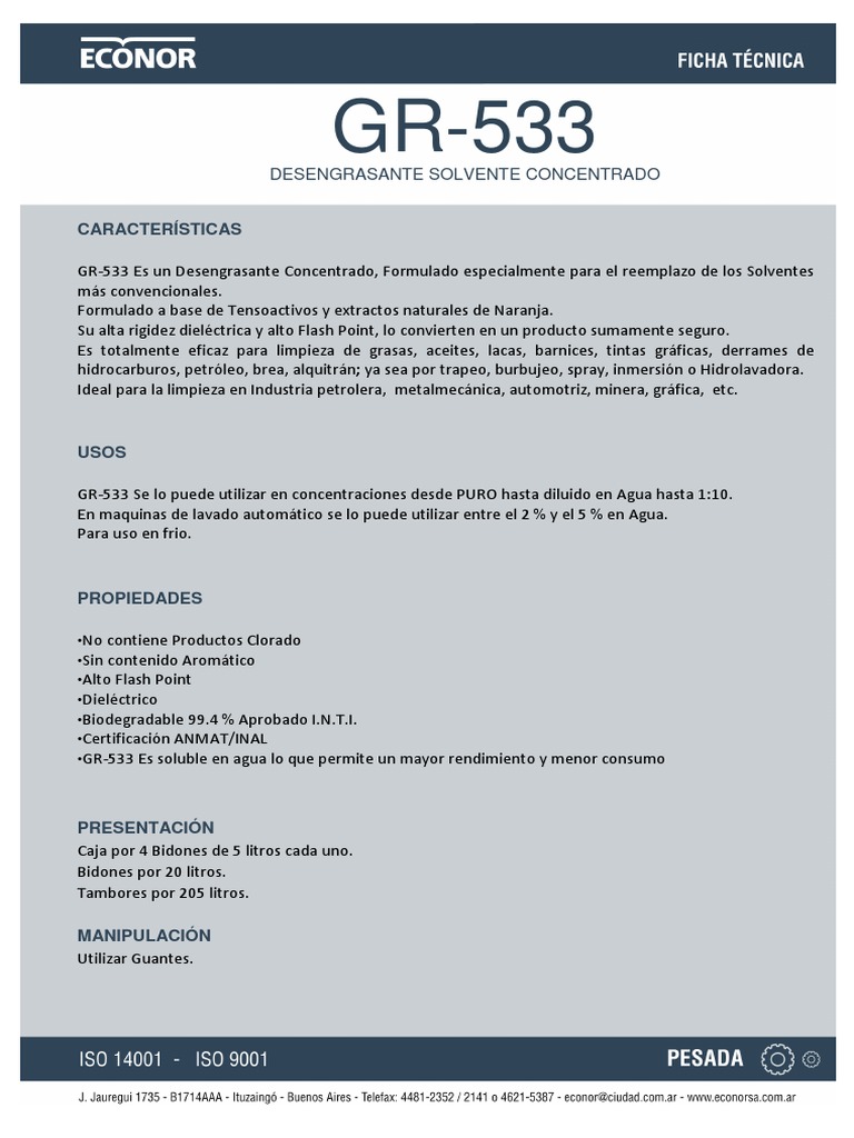 Econor GR 533 | PDF