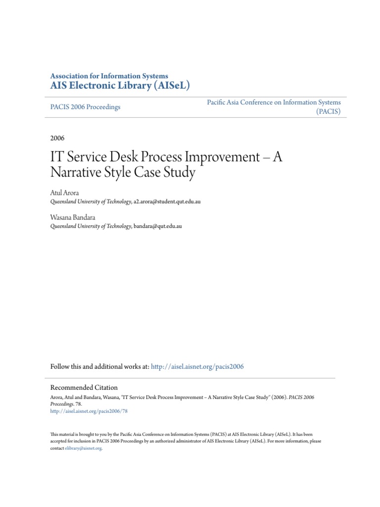 IT Service Desk Process Improvement - A Narrative Style Case Study ...