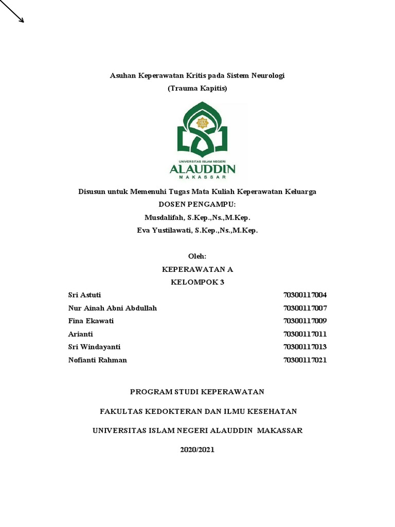 Askep Kritis Trauma Kapitis KLP.3 | PDF