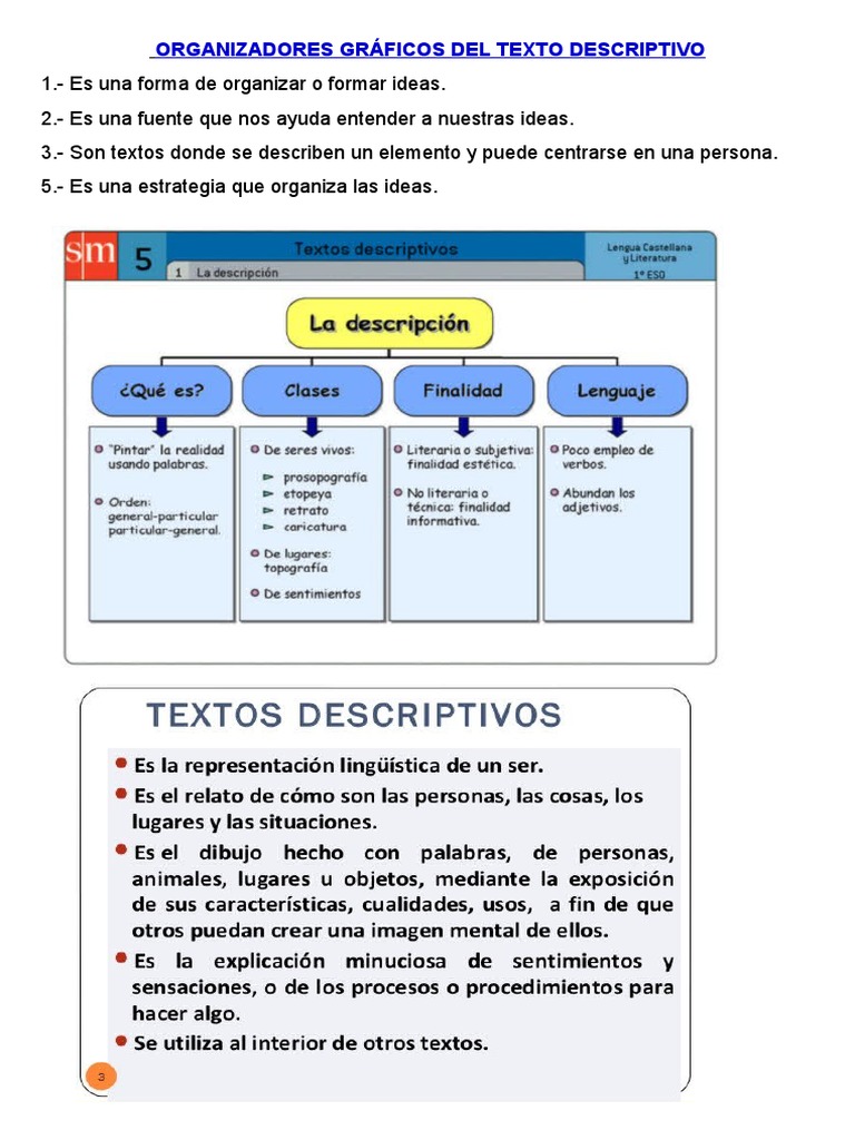 Organizadores Gráficos Del Texto Descriptivo | PDF