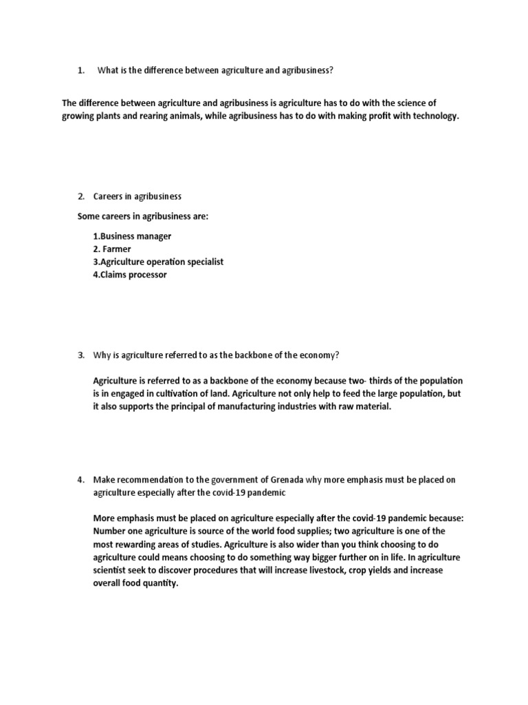 Agriculture vs. Agribusiness Explained | PDF