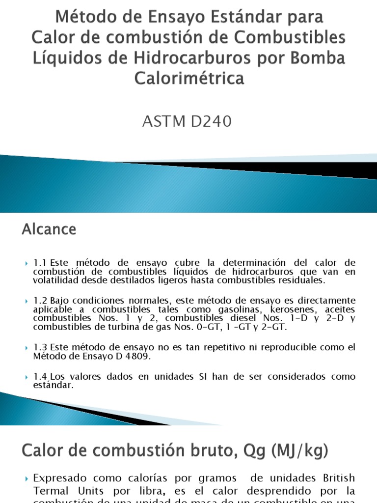 Método ASTM D240 | PDF | Refinería de petróleo | Petróleo