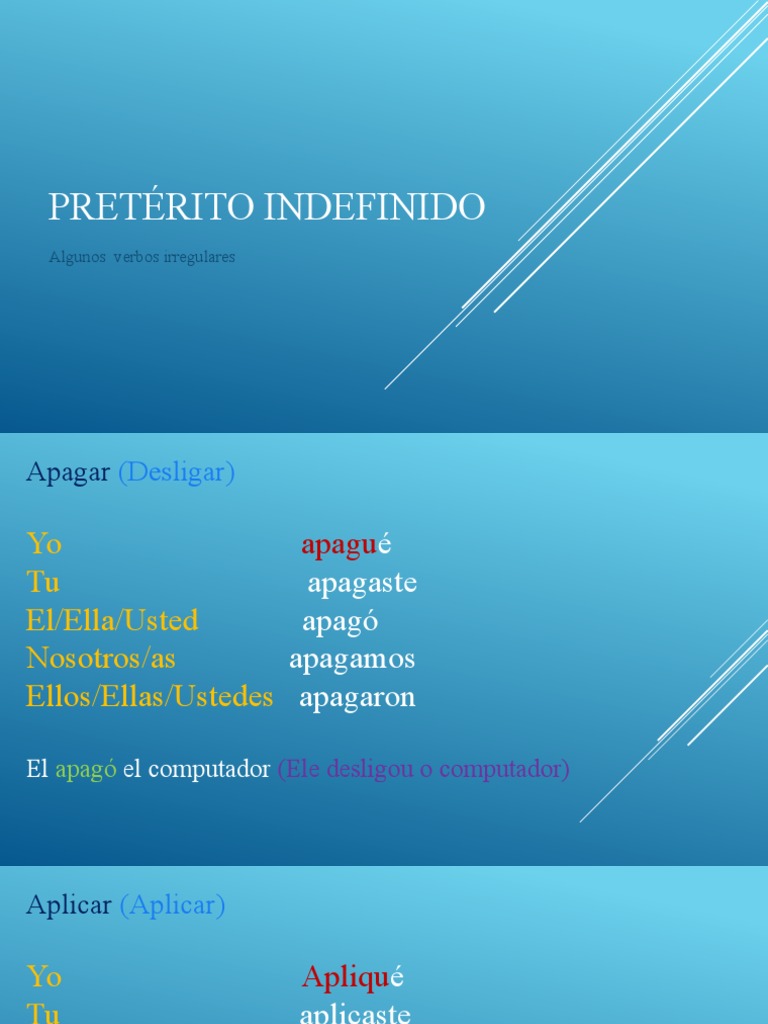Verbos Irregulares en Pretérito Indefinido | PDF