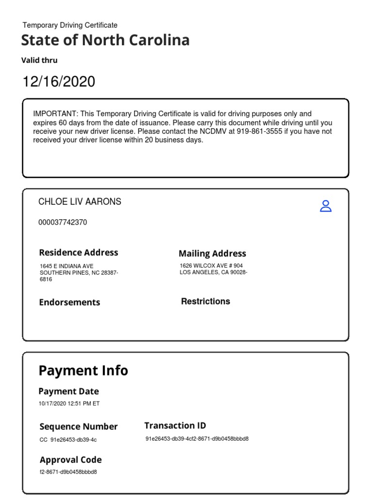State of North Carolina: Payment Info | PDF