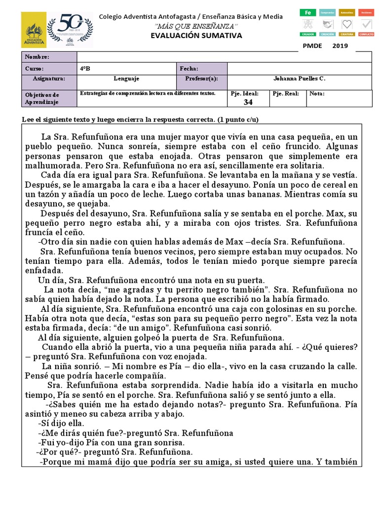 Eval. 4°B LENG 18-10 | PDF