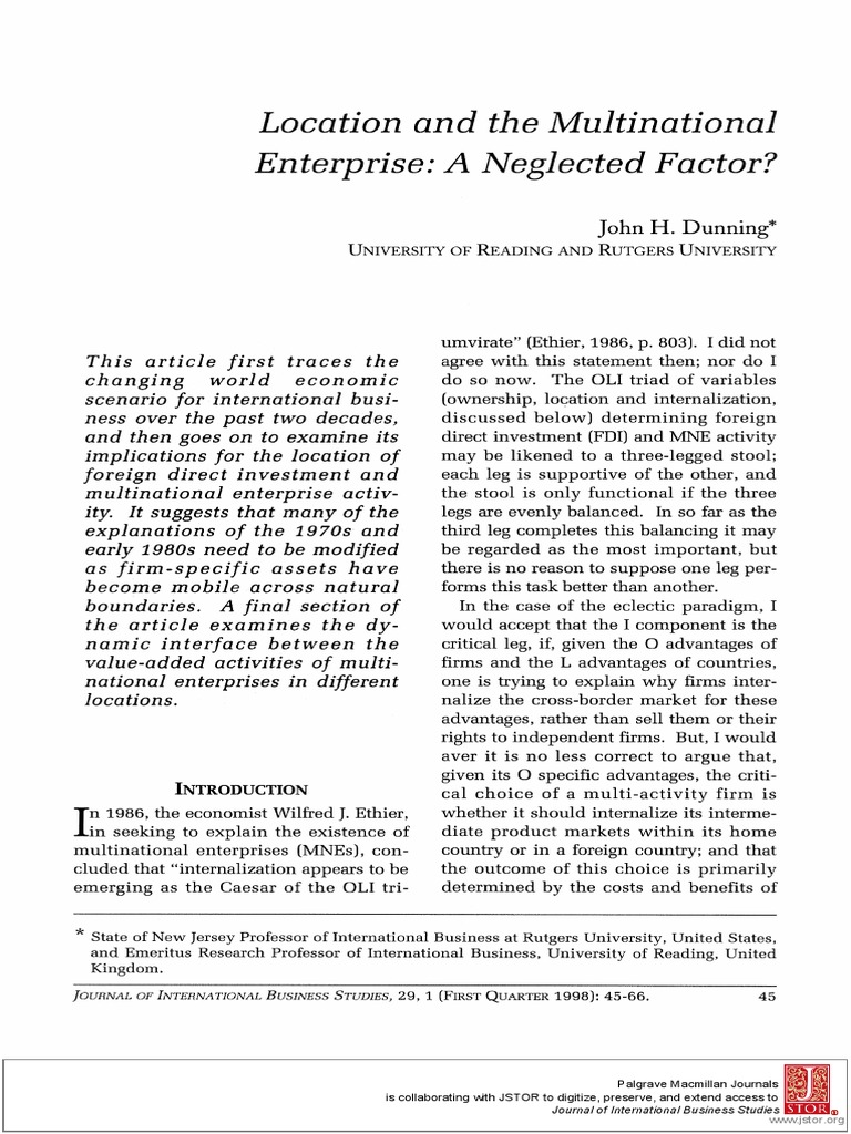 Location: Enterprise: A Factor? | PDF | Foreign Direct Investment ...
