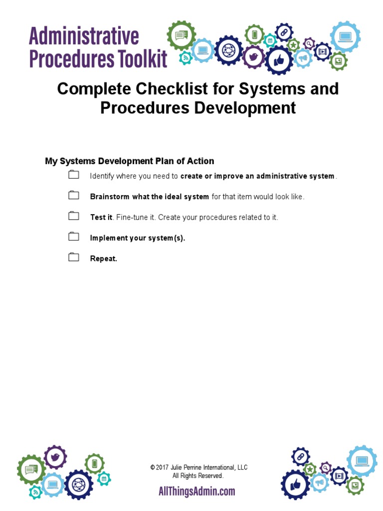 Complete Checklist For Systems and Procedures Development | PDF ...