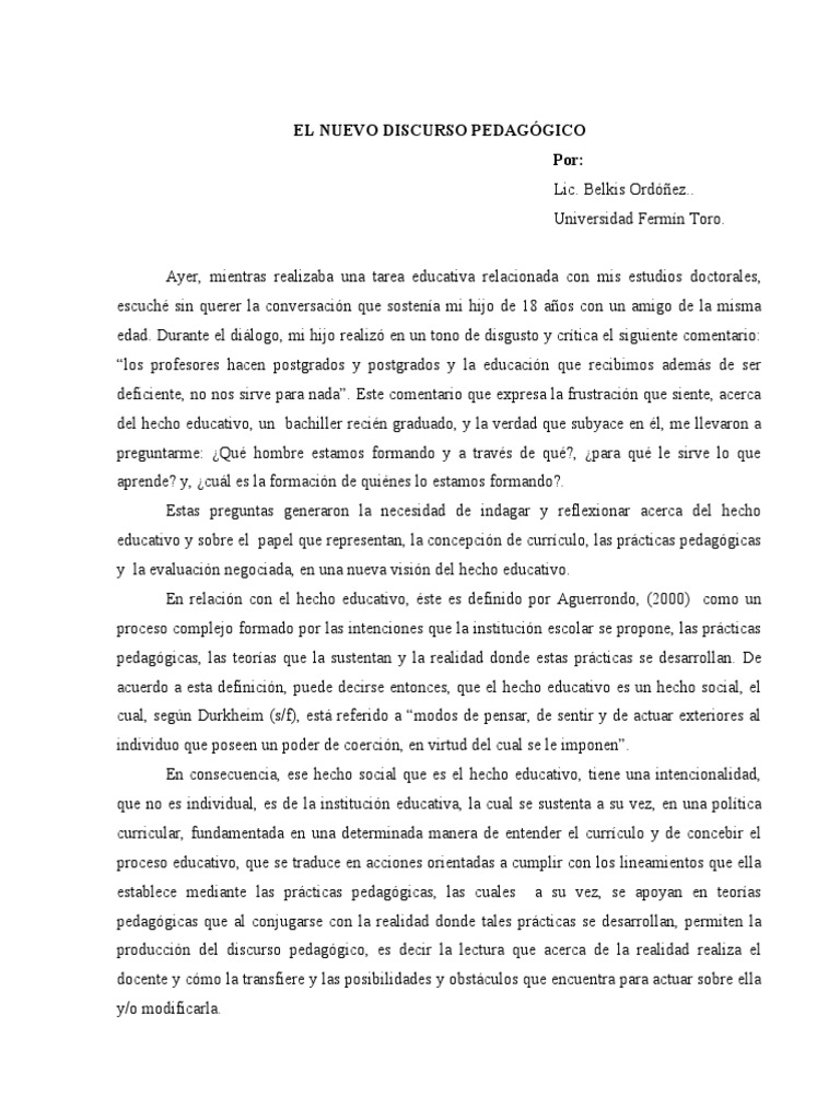 Discurso Didáctico | PDF | Plan de estudios | Constructivismo (filosofía de la educación)
