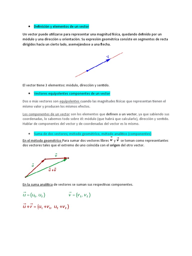 Definición y Elementos de Un Vector | PDF | Vector Euclidiano | Álgebra ...
