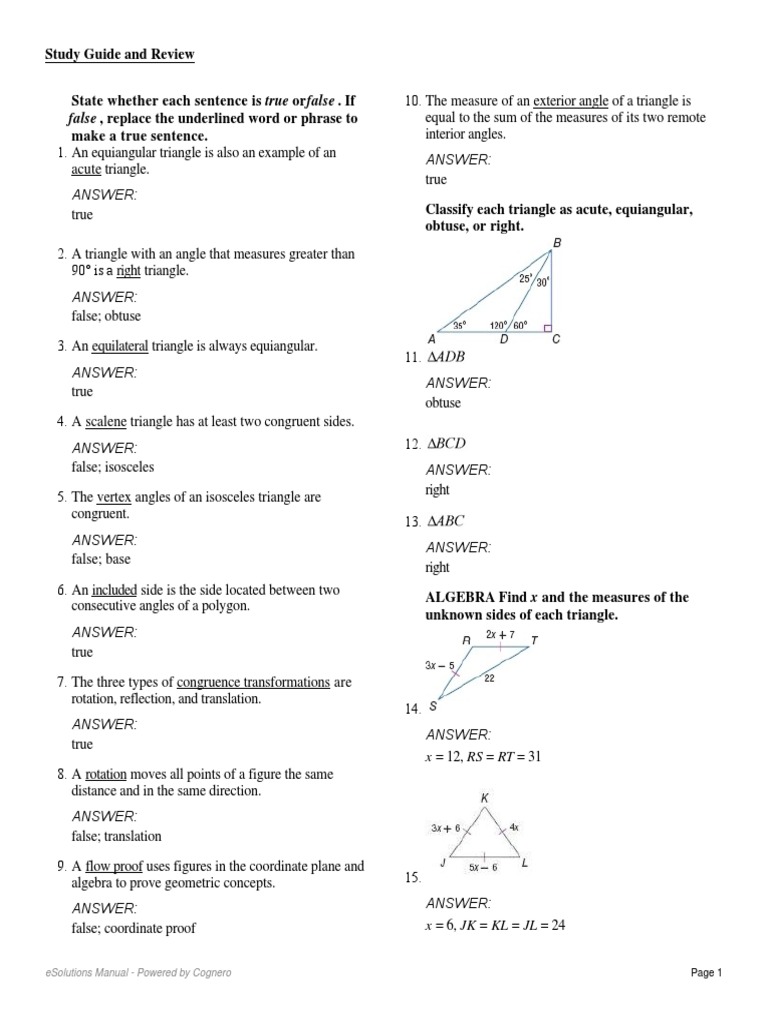 Chapter 4 Geometry Review Answers | PDF | Triangle | Angle