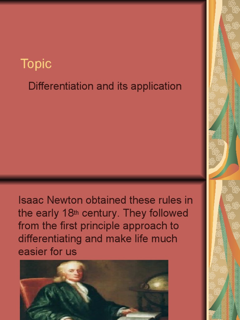 Topic: Differentiation and Its Application | PDF | Derivative | Physics