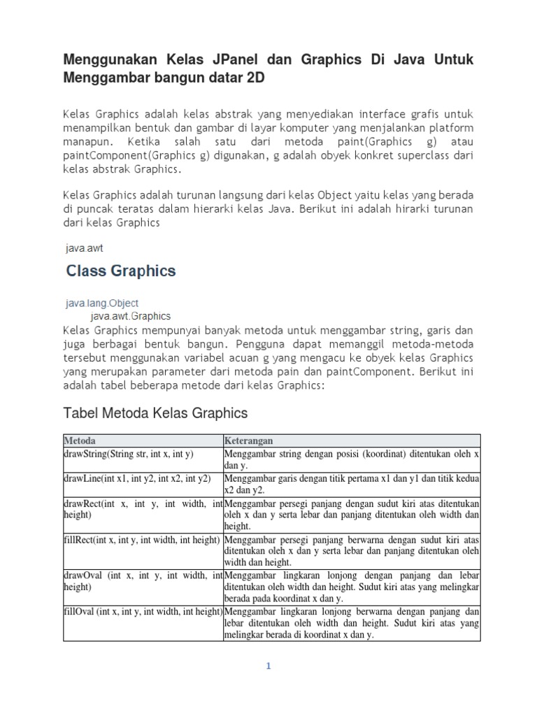 3-Menggunakan Kelas Graphics Di Java-OK | PDF | Metode & Bahan Ajar ...