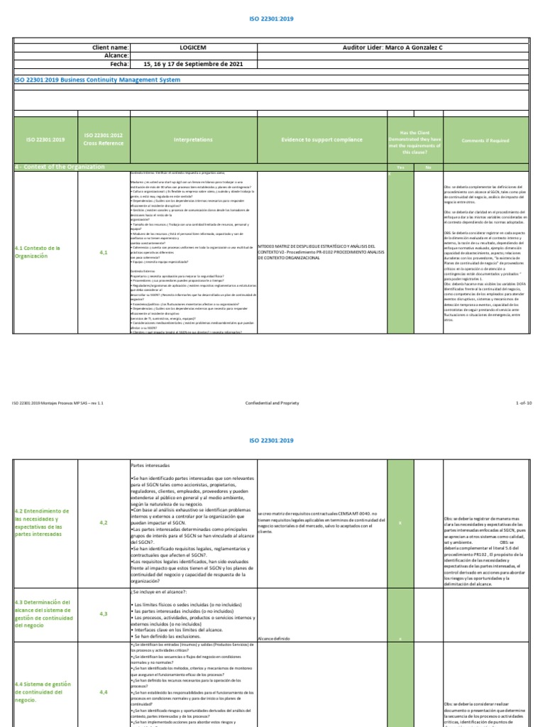 ISO-22301 - 2019lista Auditoria | PDF | Auditoría | Liderazgo