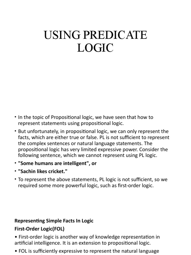 Using Predicate Logic | PDF | First Order Logic | Logic