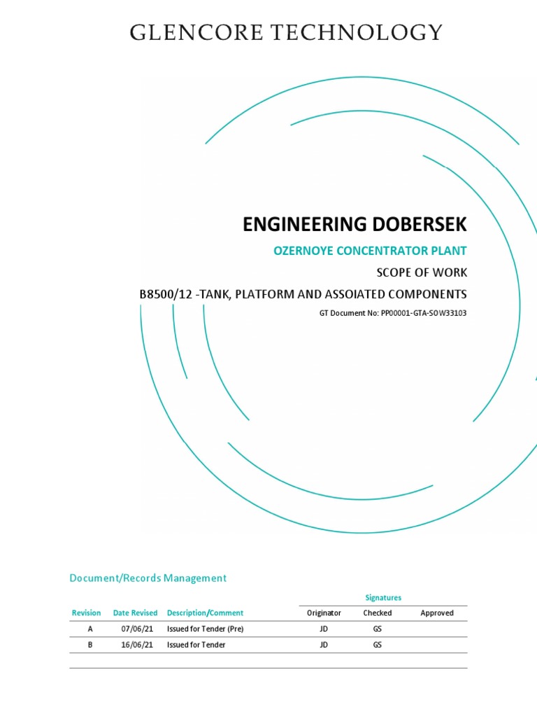 Engineering Dobersek: Scope of Work B8500/12 - Tank, Platform and Assoiated Components | PDF ...
