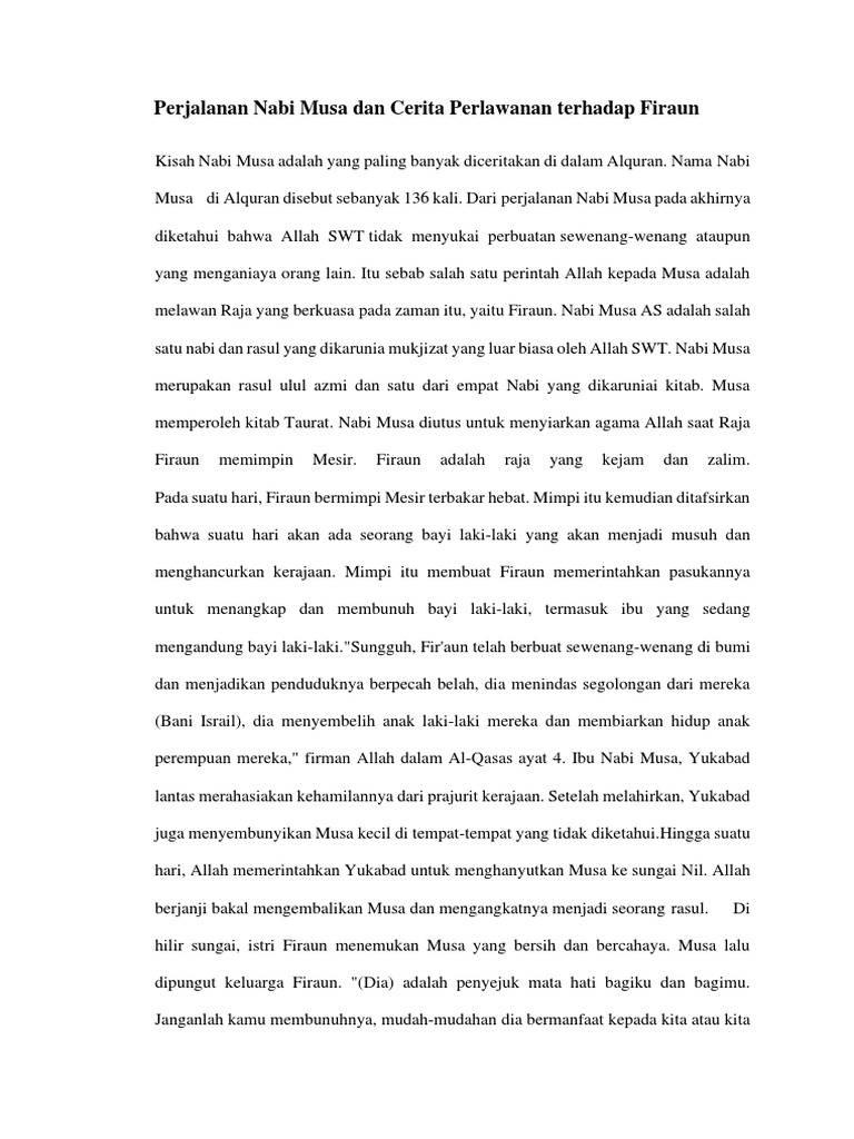 Kisah Nabi Musa Melawan Firaun | PDF