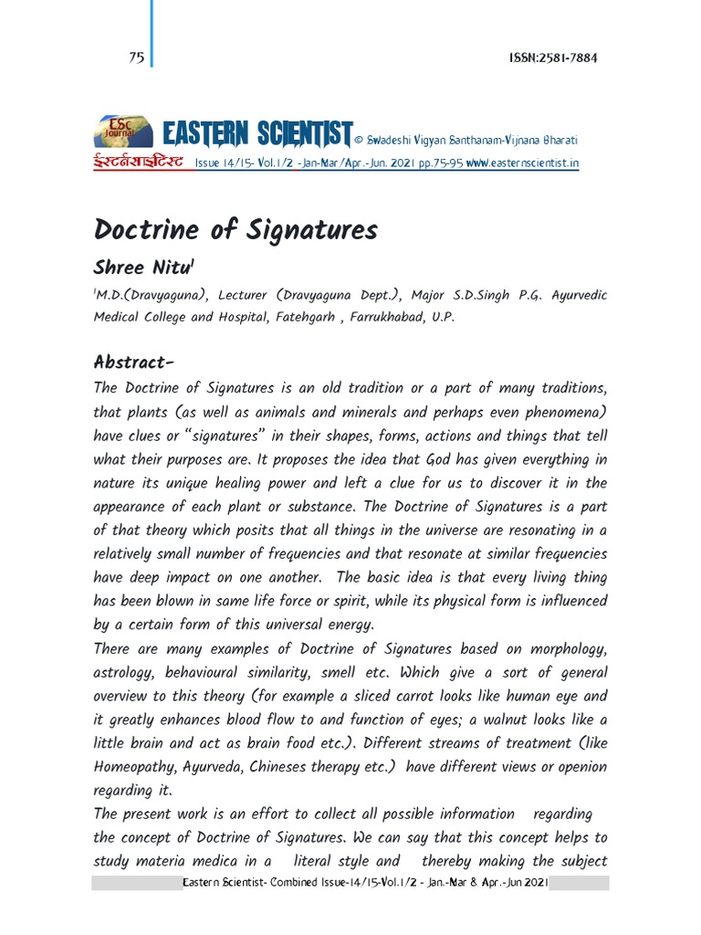 Doctrine of Signatures - Nitu | PDF | Taste | Seed