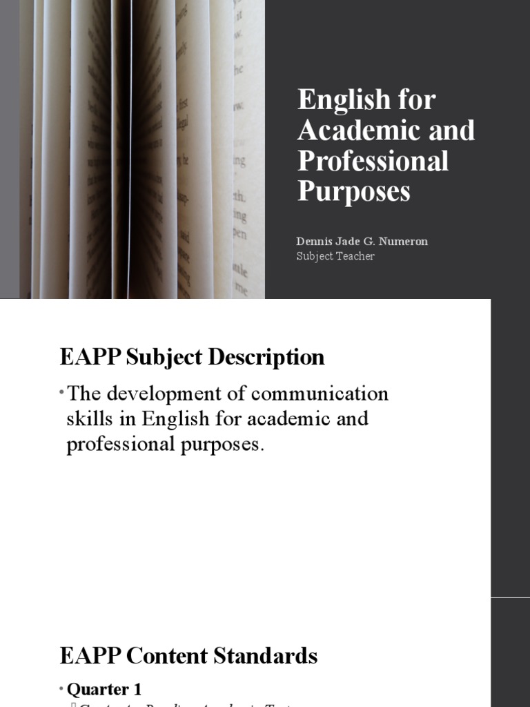 EAPP Orientation | PDF