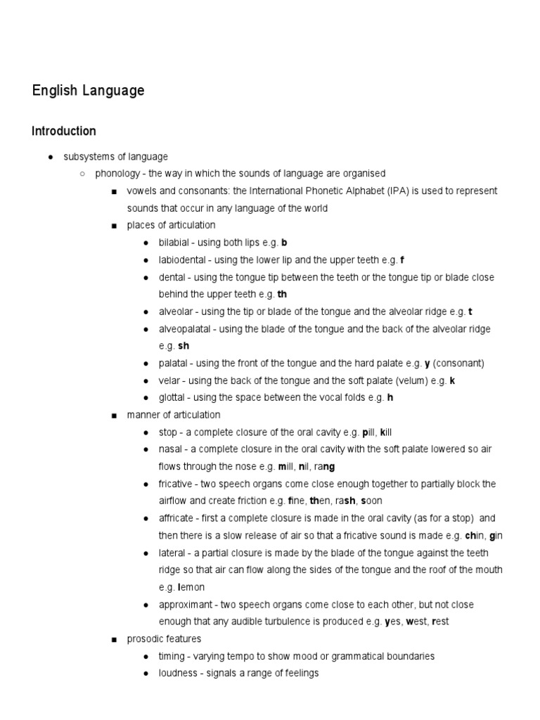 English Language Unit 1 Notes | PDF | Verb | Noun