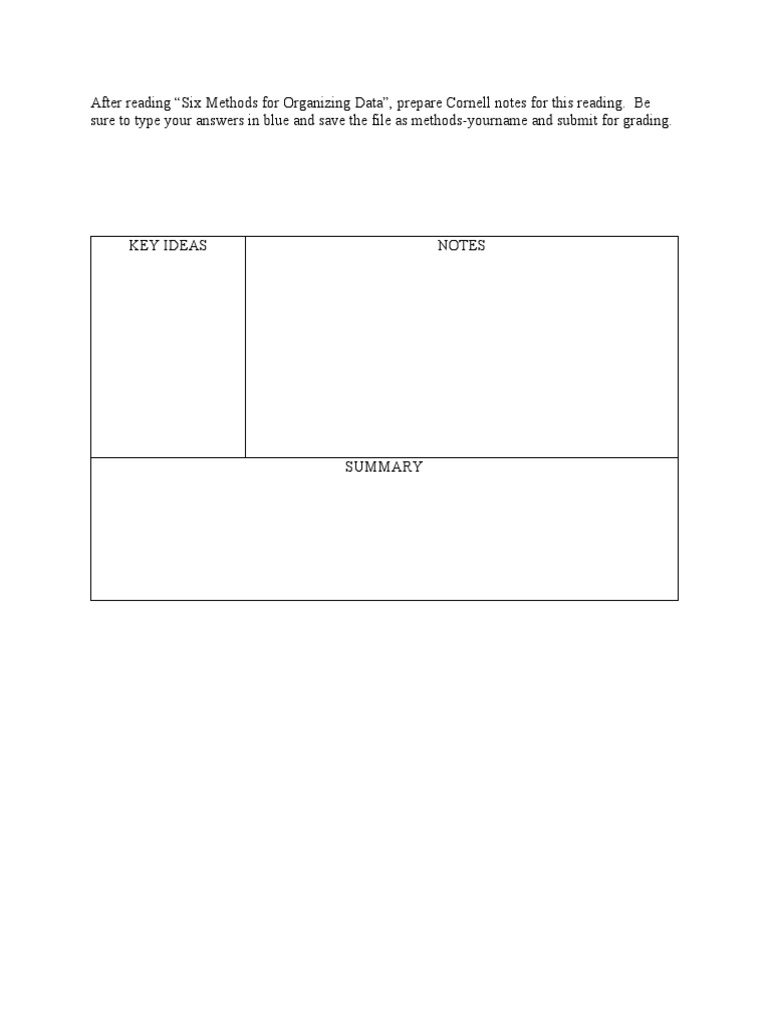 Cornell Note Taking For Methods Assignment | PDF