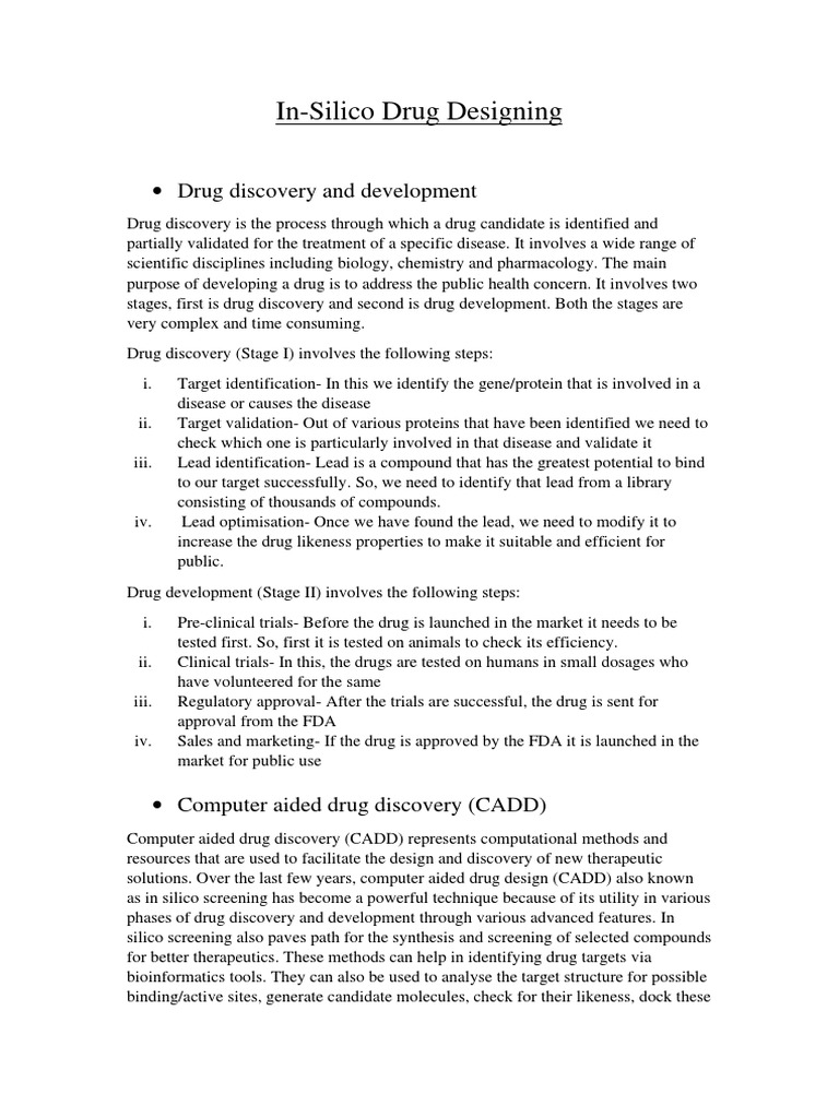 CADD | PDF | Drug Design | Drug Discovery