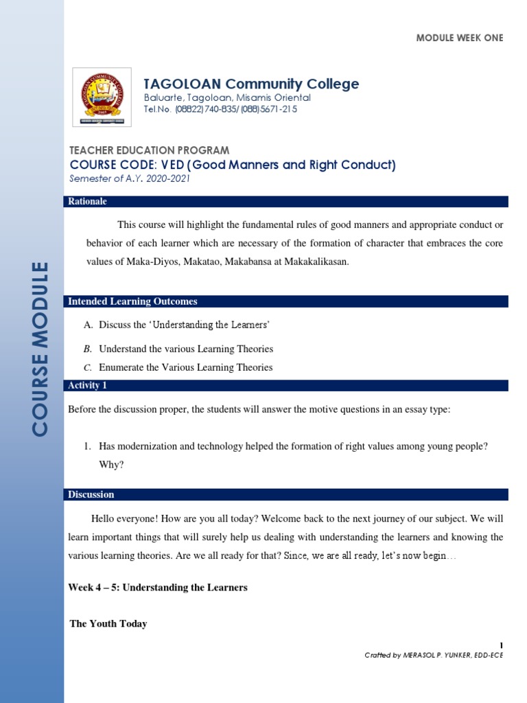 Values Education Module 3 Pdf Learning Constructivism Philosophy