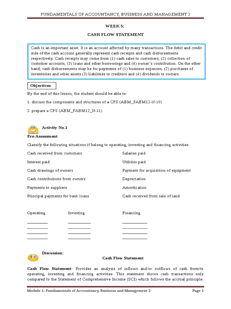 Week5 Fundamentals of ABM 2 | PDF | Cash Flow Statement | Debits And ...