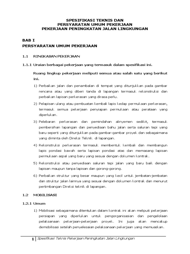 Dokumen - Tips 4 Spektek Perencanaan Jalan Lingkungan | PDF