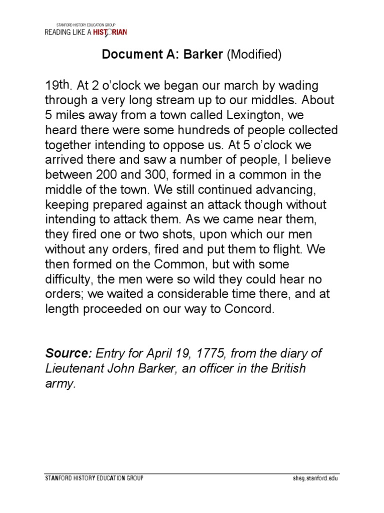 Battle of Lexington Extra Credit | PDF | Conflicts | International ...