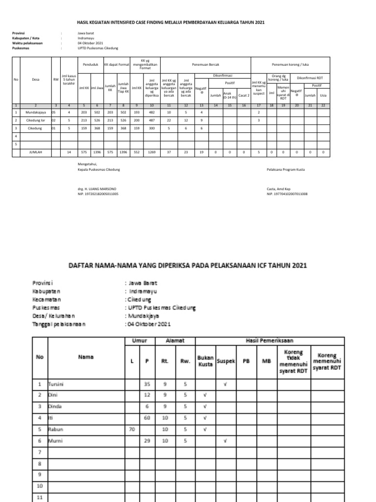 Format Pencatatan Kegiatan ICF | PDF