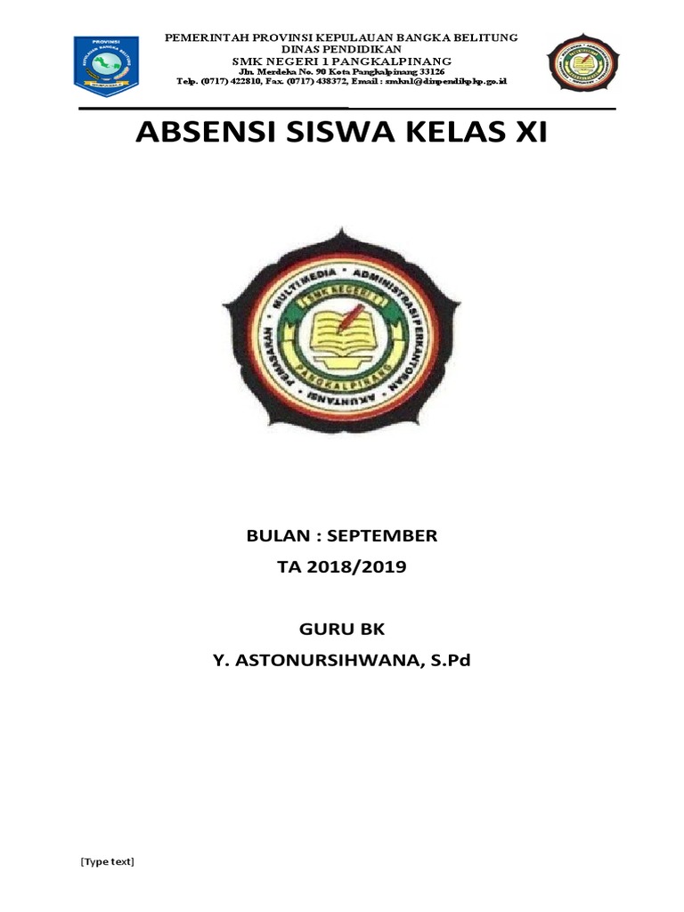Cover Absensi Siswa Xi | PDF