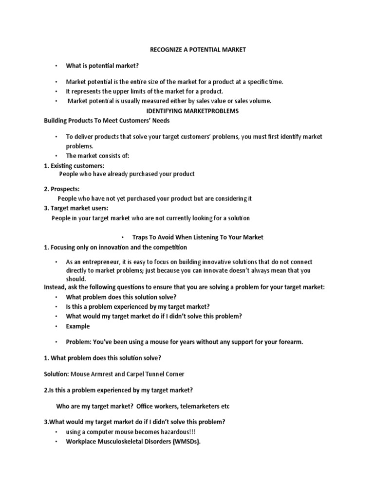 Identifying Market Problems and Potential | PDF | Sales | Business