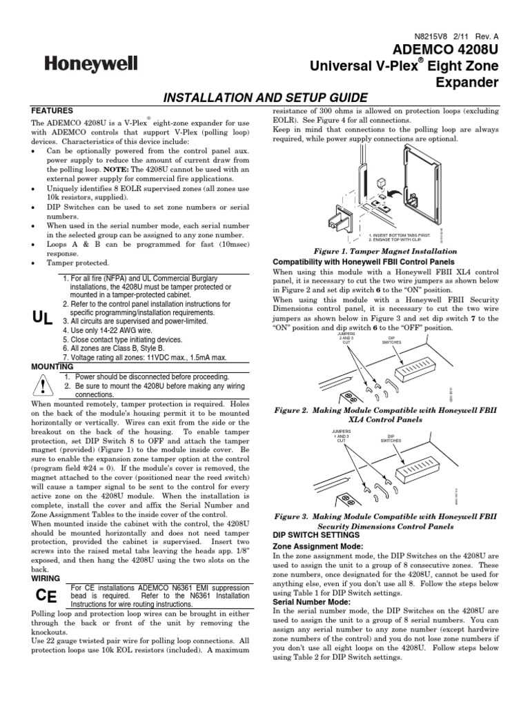 Installation and Setup Guide: ADEMCO 4208U Universal V-Plex Eight Zone ...
