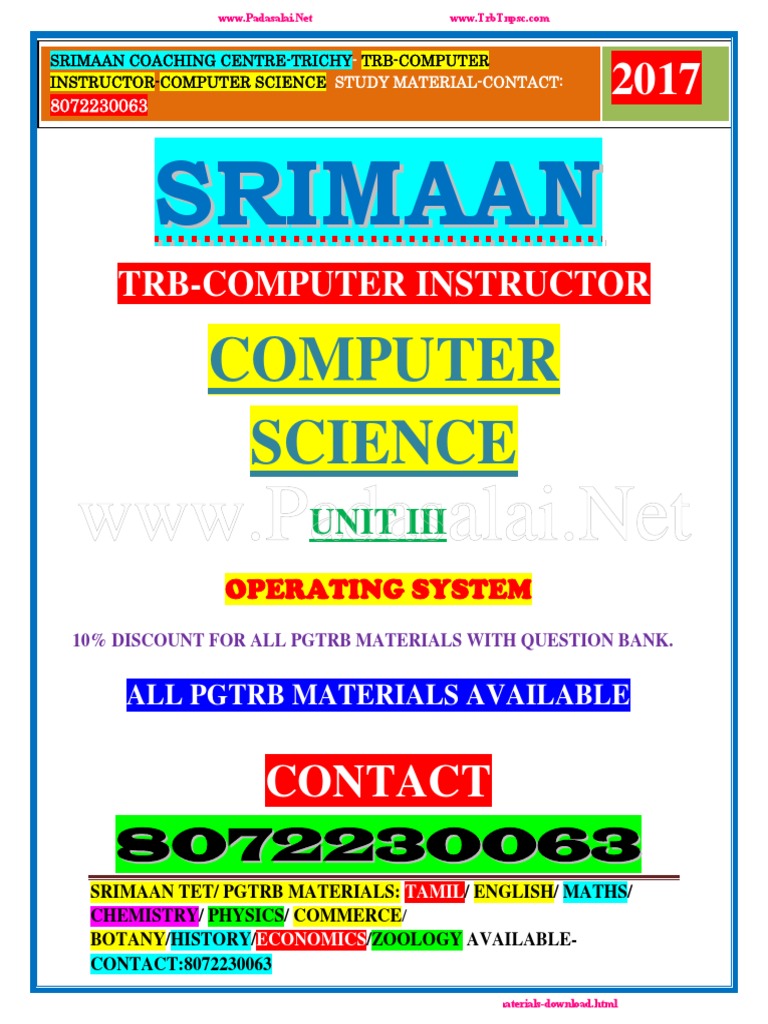 Padasalai Net Computer Instructor Study Material Em1 | PDF | Computer Data Storage | Operating ...