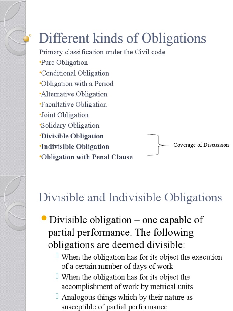 Indivisible and Dividible and Penal Clause | PDF | Law Of Obligations ...